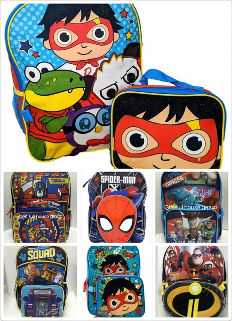 RYAN’S WORLD Transformers Toy Story Spiderman Kids Backpack Lunch Box ...