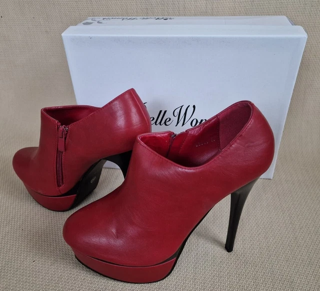 BELLE WOMEN PLATFORM Stiletto High Front Shoes Red Patent Heels UK 7 ...
