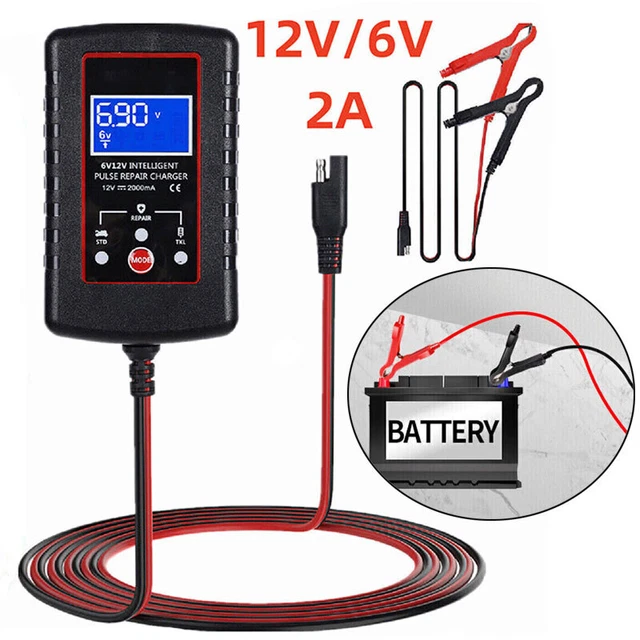 SMART AUTOMATIC BATTERY Charger 6/12V 2A Maintainer Motorcycle Car ...