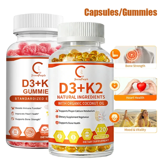 VITAMIN D3 + K2 (MK-7) Supplement High Strength Bone, Heart & Immune ...