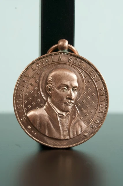 ANTIQUE 19THC PENDANT Religious Medal St Ignatius Loyola Mother Of ...