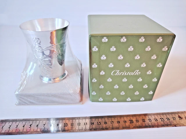 CHRISTOFLE GRANDE TIMBALE modèle " Flore" boite d'origine sous blister ...