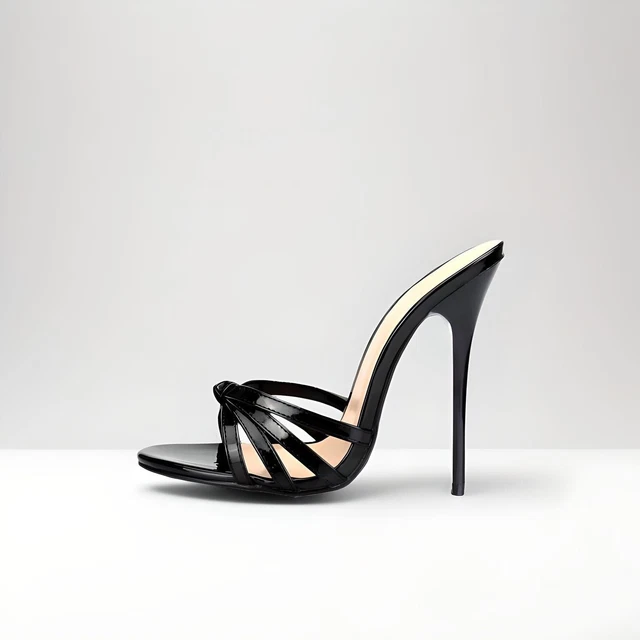 Sexy Very High Heel Mules Sandals Strappy Stiletto Fetish 135cm Uk4 15
