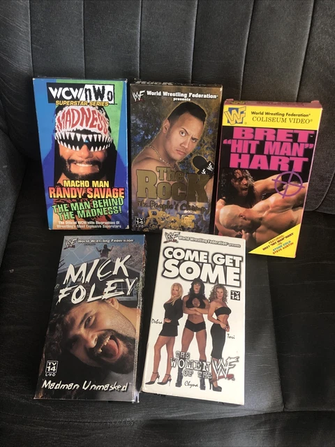 WWF WCW WWE 5 VHS Lot 90s Pro Wrestling Mick Foley The Rock Bret Hart Macho Man £27.03 - PicClick UK