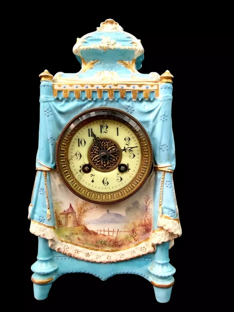 ANTIQUE CLOCK FRENCH Jacob Petit 19th Century Hand Painted Porcelain ...