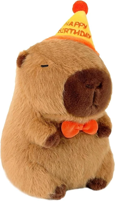 CAPYBARA PLUSH 25CM Soft Stuffed Animal with Birthday Hat, Adorable ...