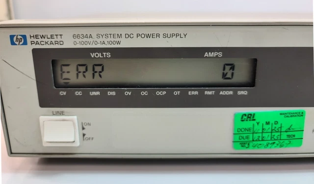 HP AGILENT KEYSIGHT 6634A System DC Power Supply (0-100V/0-1A/100W ...