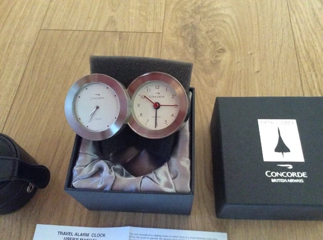 BRITISH AIRWAYS CONCORDE Links of London Silver Plate Dual Travel Clock ...