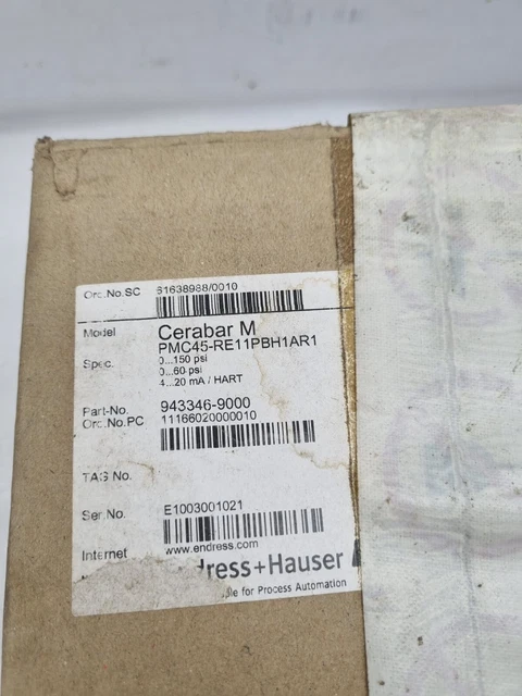 ENDRESS+HAUSER CERABAR M Pmc45-Re11Pbh1Ar1 4-20 Ma/Hart $2,099.11 - PicClick CA