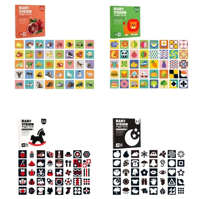 BABY VISUAL STIMULATION Card High Contrast Baby Flashcard Black White ...