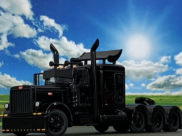 1/64 DCP ALL Black Peterbilt 389 Tri Axle W/ 63" Flat Top Sleeper ...