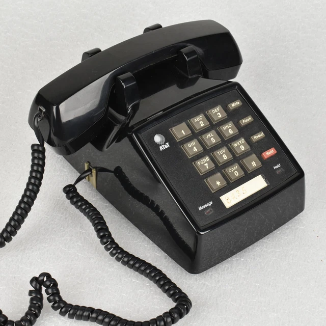 AT&T PUSH BUTTON Desk Telephone Black Single Line Analog Model 2500YMGL ...