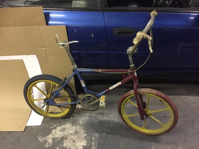 RALEIGH IRON HORSE DIRT BURNER BMX 1980S BLUE YELLOW SPARES REPAIRS old ...