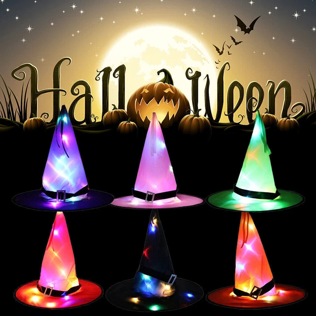 LED WITCH HAT Halloween Glowing Witches Hat Light up Witch Hat for ...