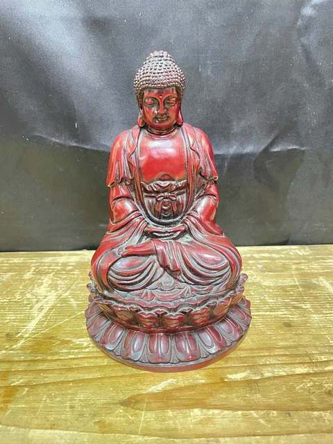 VINTAGE CHINESE THAI Red Resin Meditating Buddha - Heavy weight 7” £10. ...