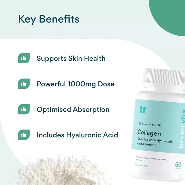 BETTERVITS COLLAGEN COMPLEX Hyaluronic Acid Turmeric 60 capsules £14.90 ...