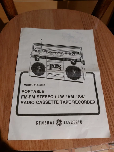 ISTRUZIONI GE GENERAL Electric Portable AM FM Stereo Cassette Radio EL3 ...