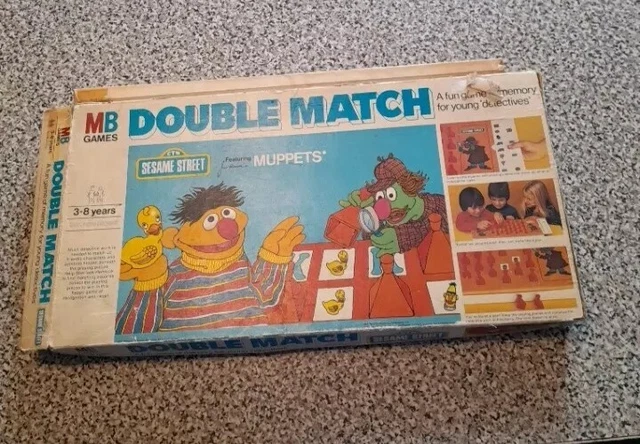 VINTAGE DOUBLE MATCH Sesame Street Board Game 1976 MB Games Muppets ...