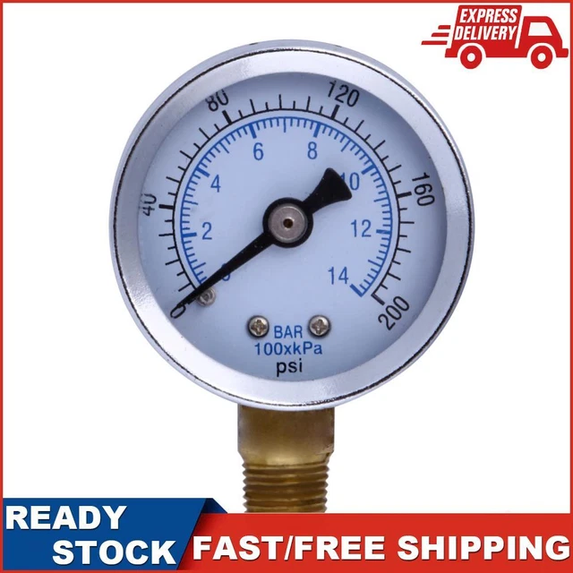 0-200 PSI COMPRESSOR Pressure / Hydraulic Gauge 1/8 Inch NPT Manometer ...