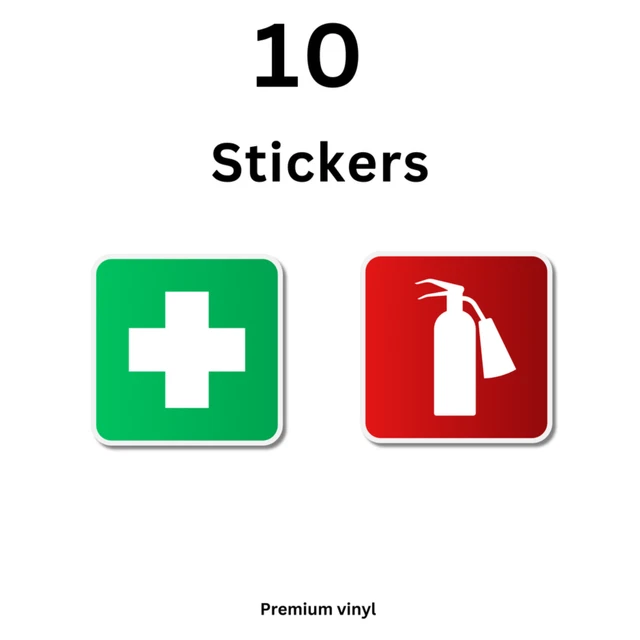 FIRST AID FIRE Extinguisher Safety Signs Sticker Decal Waterproof Vinyl ...