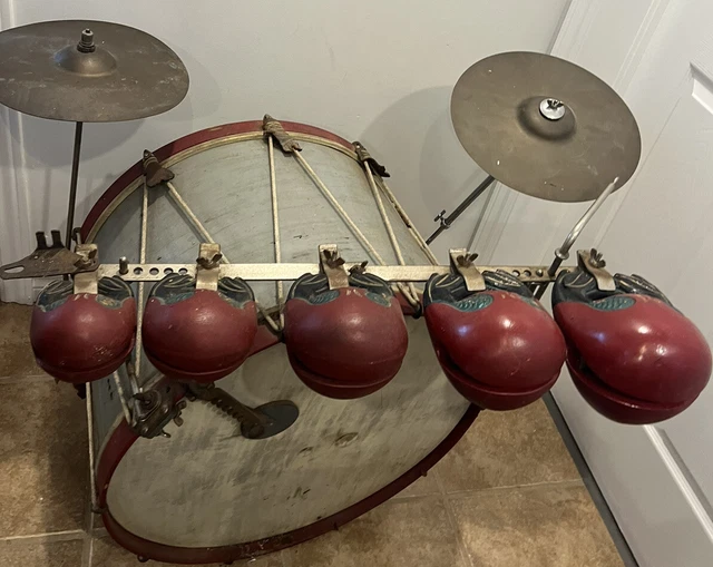 ANTIQUE DRUM SET Trap Kit, Slingerland, Leedy Temple Blocks, Hi Hat ...