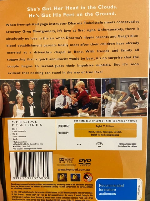 DHARMA AND GREG Season 1 region 4 DVD (3 discs) Jenna Elfman comedy tv series $13.50 - PicClick AU