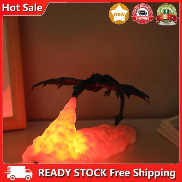 3D PRINTED TABLE Lamp USB Charge Fire/Ice Dragon Atmosphere Light ...
