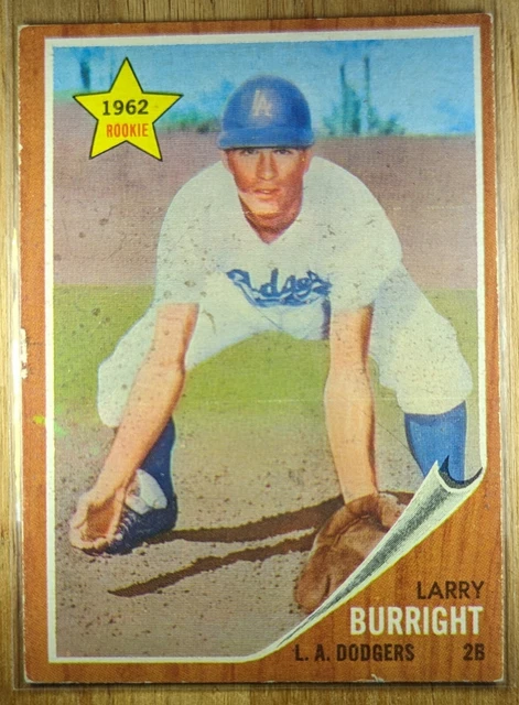 1962 TOPPS #348 Larry Burright RC recrue Los Angeles Dodgers MLB carte ...