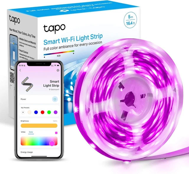 TAPO LED STRIP Light 5M for TV & Bedroom Decoration, Hands-Free Voice ...