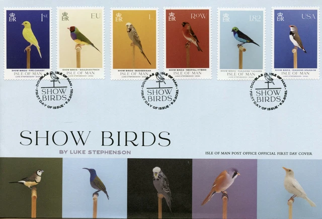 ISOLA DI MAN OIM Birds on Stamps 2021 FDC Show Birds Fringuelli ...