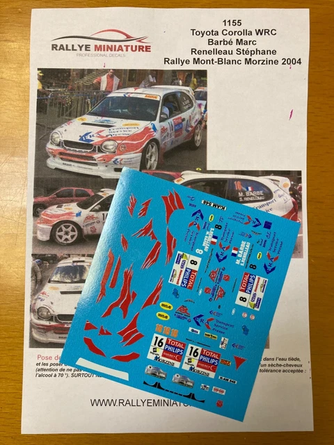 DECALS 1/43 TOYOTA Corolla Wrc Barbe Rallye Mont Blanc 2004 Rally EUR 5 ...