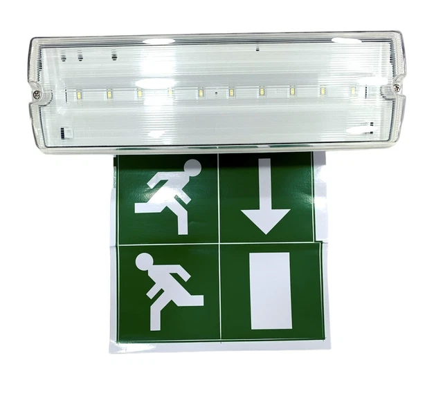 NEWLEC BULKHEAD E3 2W LED M/NM Emergency Exit Light NLE3B IP65 £14.99 ...