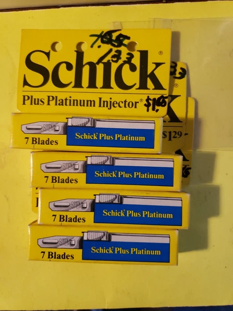 VINTAGE SCHICK INJECTOR Plus Platinum 7 Teflon Coated Razor Blades (4 ...