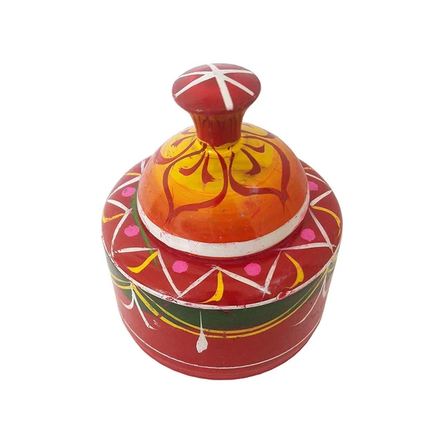 INDIAN TRADITIONAL SINDUR Dani Wooden Round Multicolour For women EUR ...