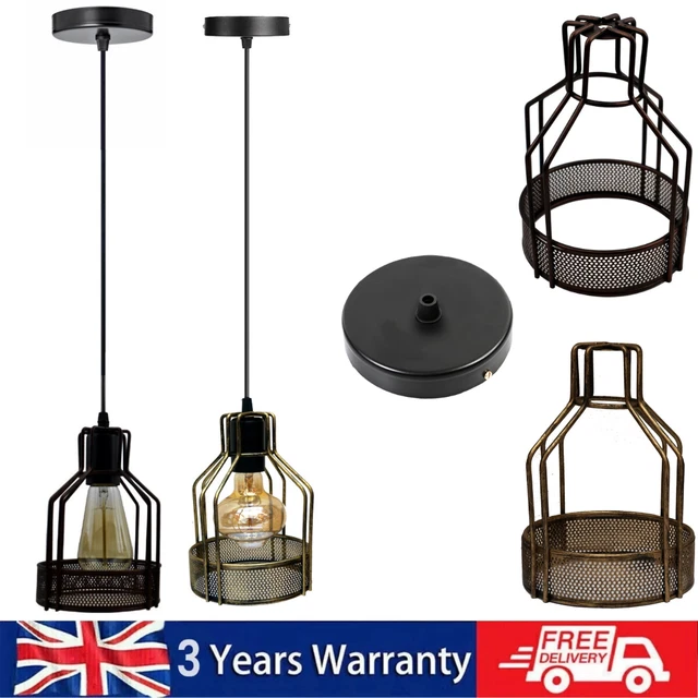 VINTAGE CEILING PENDANT Light Industrial Metal Bird Cage Hanging Retro Lamp E27 £9.00 - PicClick UK