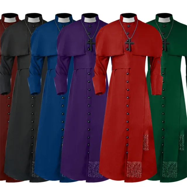 CLERGY MEN CASSOCK Priest Costume Bishop Pope Robe Roman Catholic ...