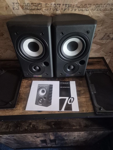 MISSION MODEL 70 Vintage HiFi Speakers Pair 75W 8ohm, Black, Bookshelf ...