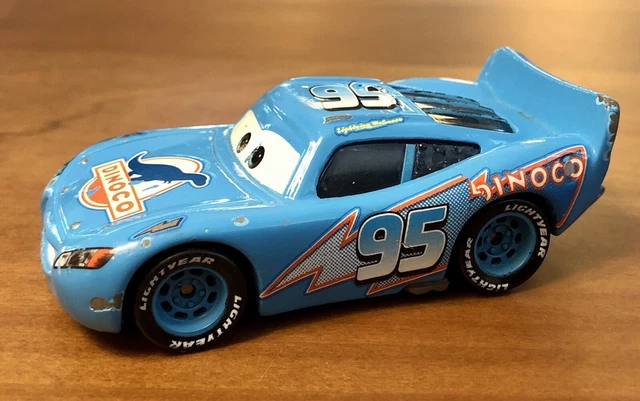 DISNEY PIXAR CARS Lightning McQueen Dinoco #95 Light Blue Die-Cast Car ...