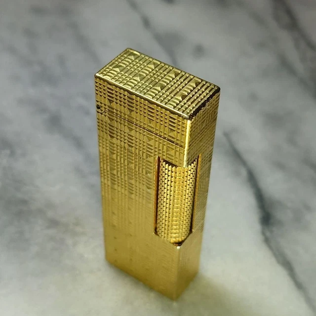 VINTAGE DUNHILL ROLLA gas lighter Gold lattice pattern working ...