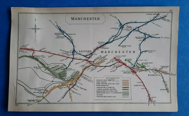 1920 RAILWAY CLEARING HOUSE Junction Diagram. No.47 MANCHESTER. £19.99 ...