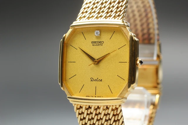 [PRESQUE COMME NEUF] Vintage Seiko Dolce 7731-5000 Gold Plated Diamond Quartz... EUR 166,03 ...