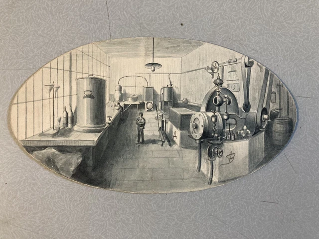 DRAWING MINIATURE 1900 Ink Lavis Factory Alembic Architecture to ...