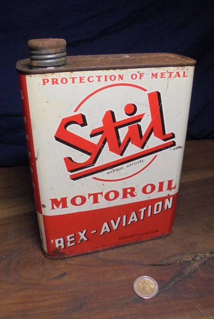 ANCIEN BIDON HUILE stil motor oil rex aviation EUR 1,00 - PicClick FR
