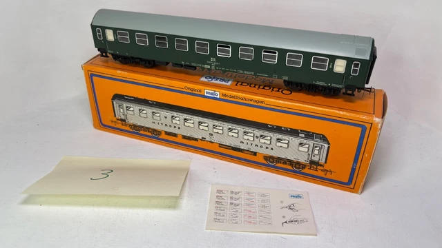 PREFO MODEL RAILWAY COACH DR Type B4GE 2nd Class Compartment LIGHTS #3 ...