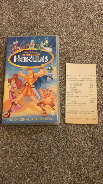 WALT DISNEY CLASSIC Hercules Video VHS with Woolworths original receipt ...