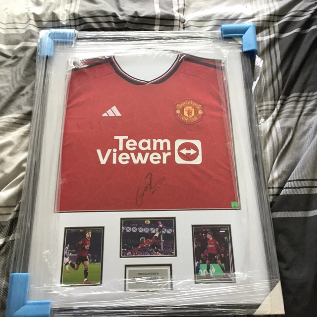 ALEJANDRO GARNACHO MANCHESTER United Signed Football Shirt Framed with ...