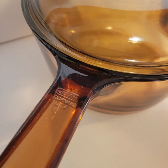 VINTAGE CORNING WARE Pyrex Visions Amber Cookware Set 2.5/1.5/ 1 L ...