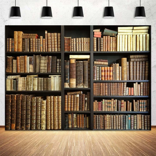 7X5FT BROWN BOOKSHELF Backdrop Library Modern Retro Bookcase ...