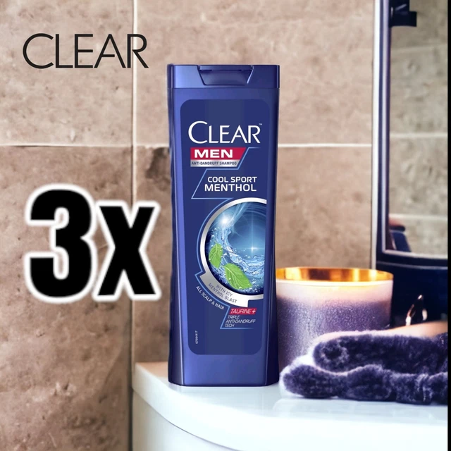 3X CLEAR MEN COOL SPORT MENTHOL ANTI-DANDRUFF Shampoo Set (3X 400ml ...