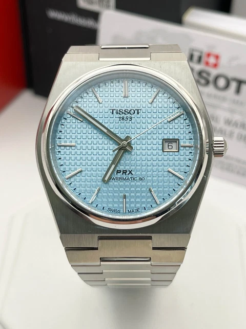 TISSOT PRX POWERMATIC 80 T137.407.11.351.00 Baby Blue Dial Automatic ...